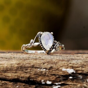 Natural Moonstone Ring, Tree Branch Ring, Celestial Ring, 925 Sterling ...