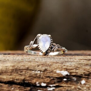 Natural Moonstone Ring, Tree Branch Ring, Celestial Ring, 925 Sterling ...