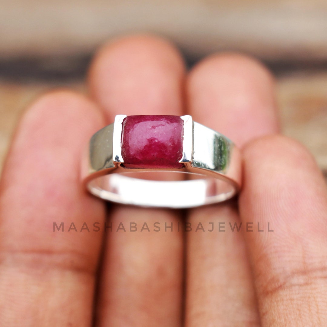 Indian Ruby Ring, Men's Signet Ring, 925 Sterling Silver Ring, Handmade ...