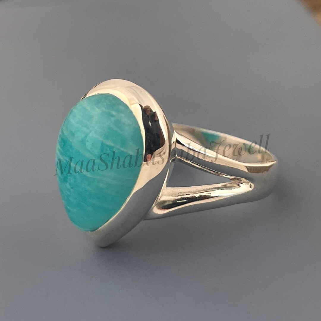 Genuine Amazonite Ring, Handmade Silver Amazonite Ring, 925 Sterling ...