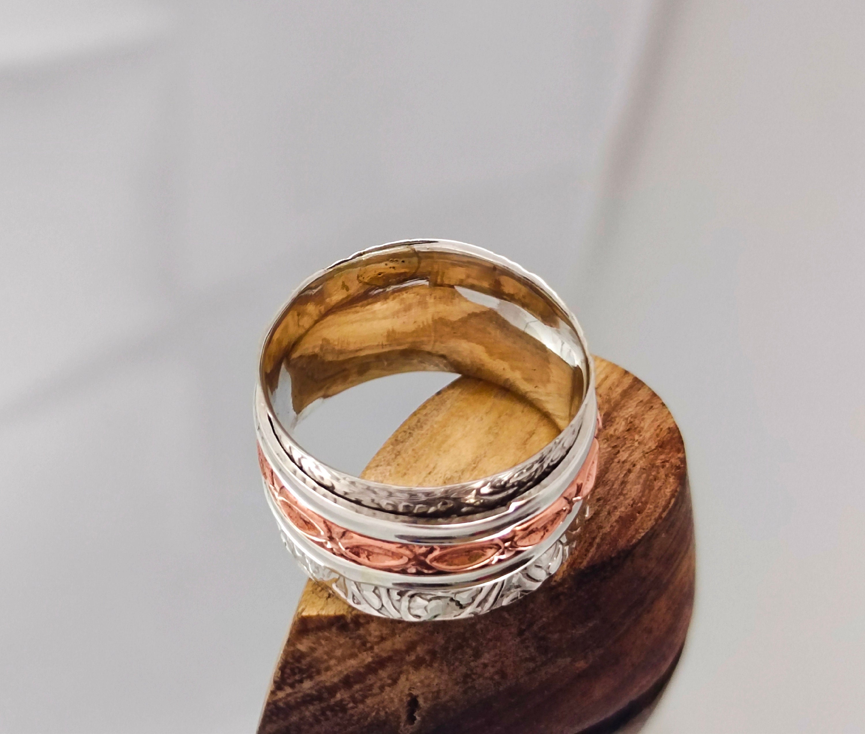 Handmade Spinner Ring, 925 Sterling Silver Ring, Textured Spinner Band ...
