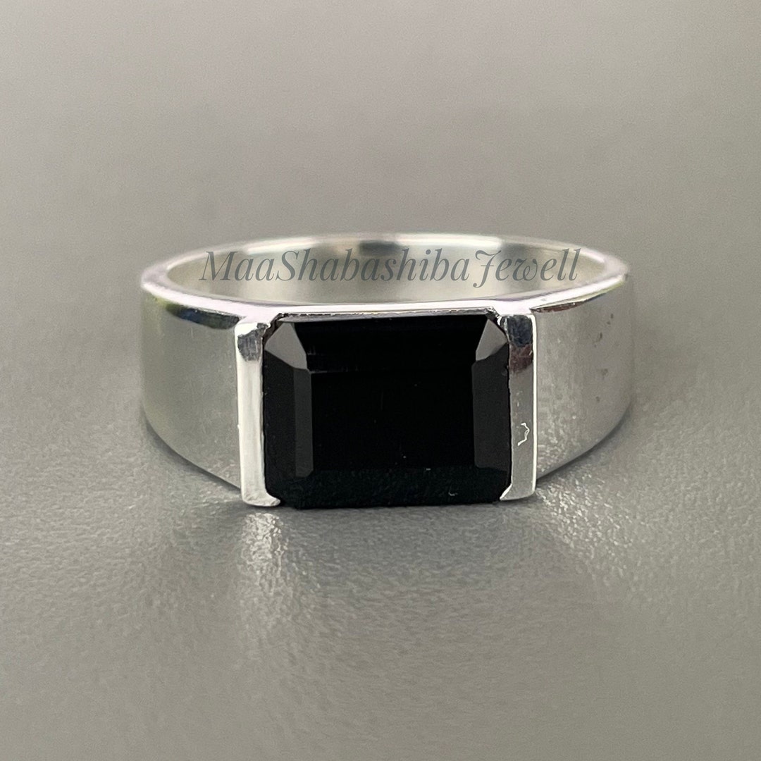 Black Onyx Men's Ring, Sterling Silver Men's Ring, Statement Ring ...