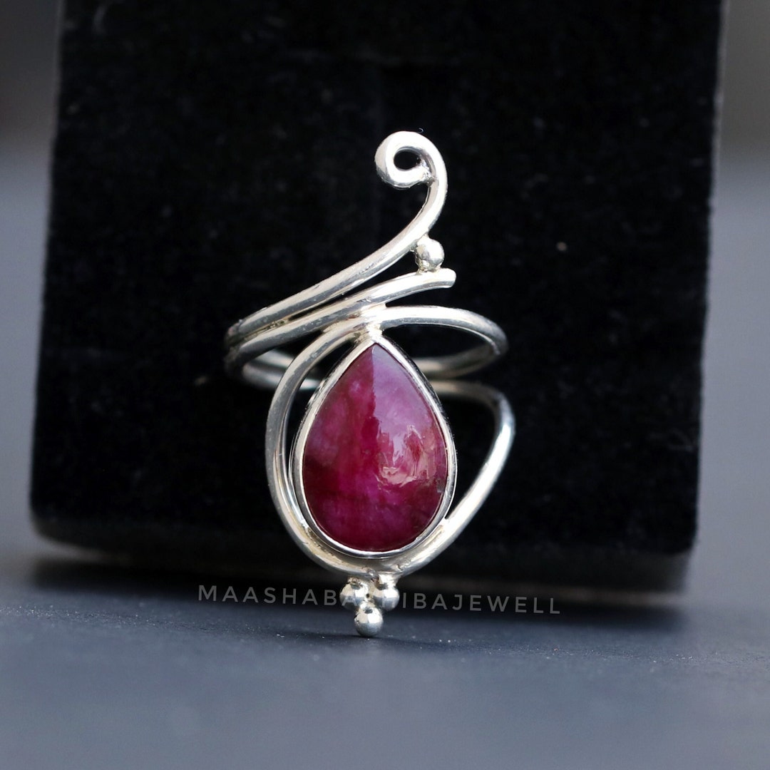Indian Ruby Ring, Wraparound Wire Ring, 925 Sterling Silver Ring ...