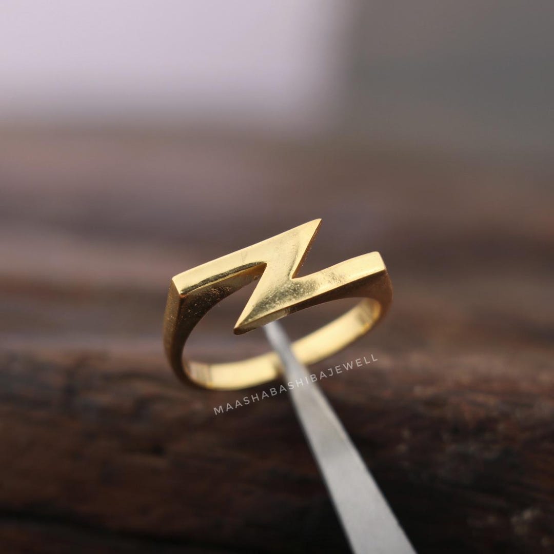 Electric Sparks Ring, 18k Gold Plated Ring, Men's Signet Ring, Handmade ...