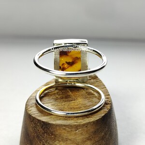 Baltic Amber Ring: Sterling Silver Double Band, Promise Ring - Etsy