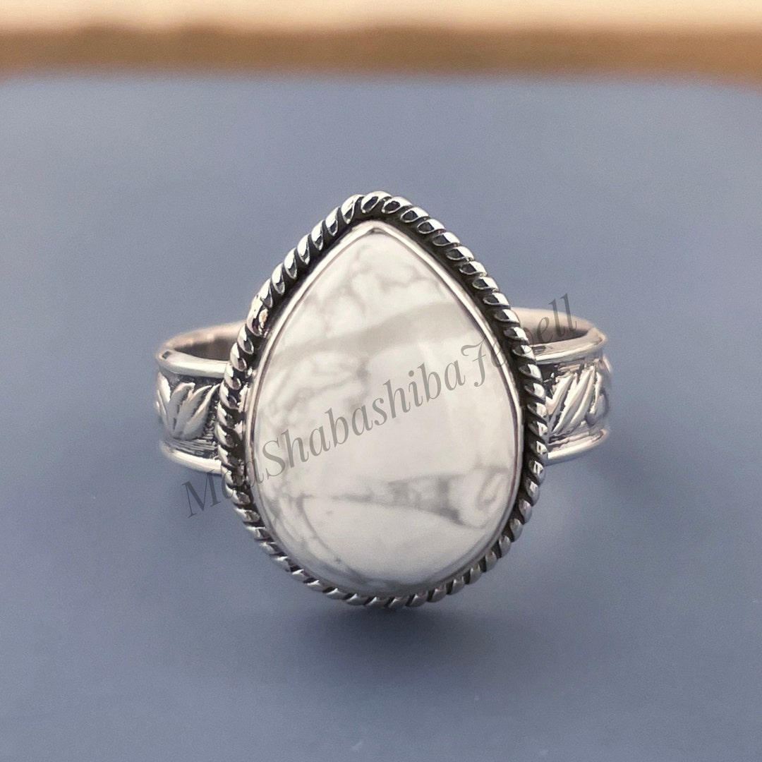 Natural Howlite Ring, 925 Sterling Silver Ring, Handmade Ring ...