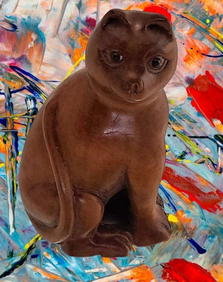 Netsuke Cat Sitting and Waiting for You, Rare Find, Collectable ...