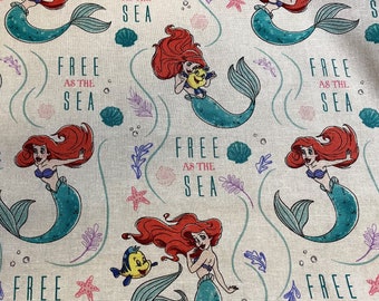 Disney Princess Fabric Ariel From the Little Mermaid on Seafoam Green ...
