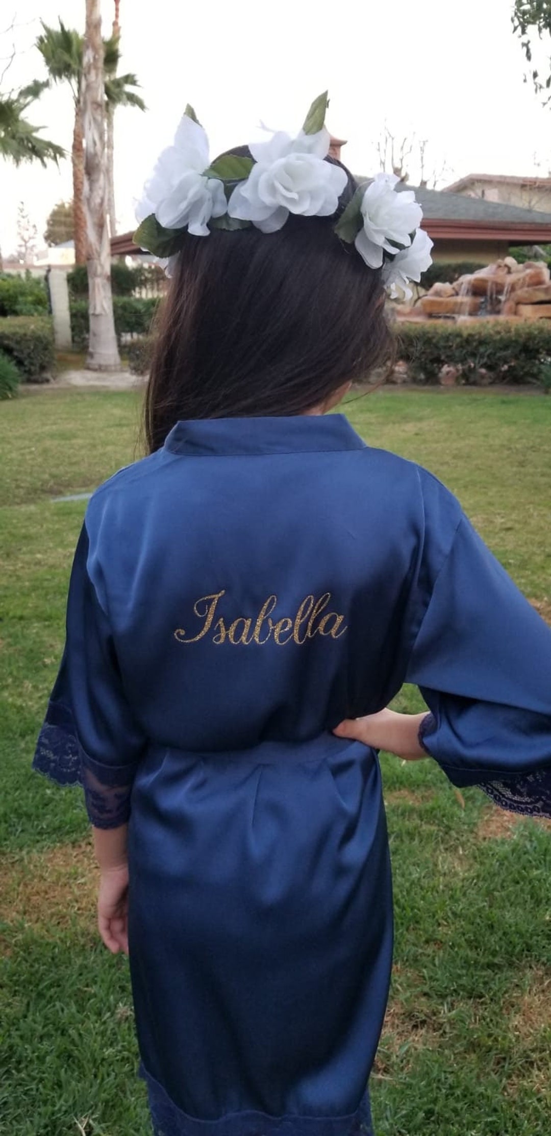 Flower Girl Robes, Kids Robes, Lace Trim Satin Robes, Toddler Robes ...