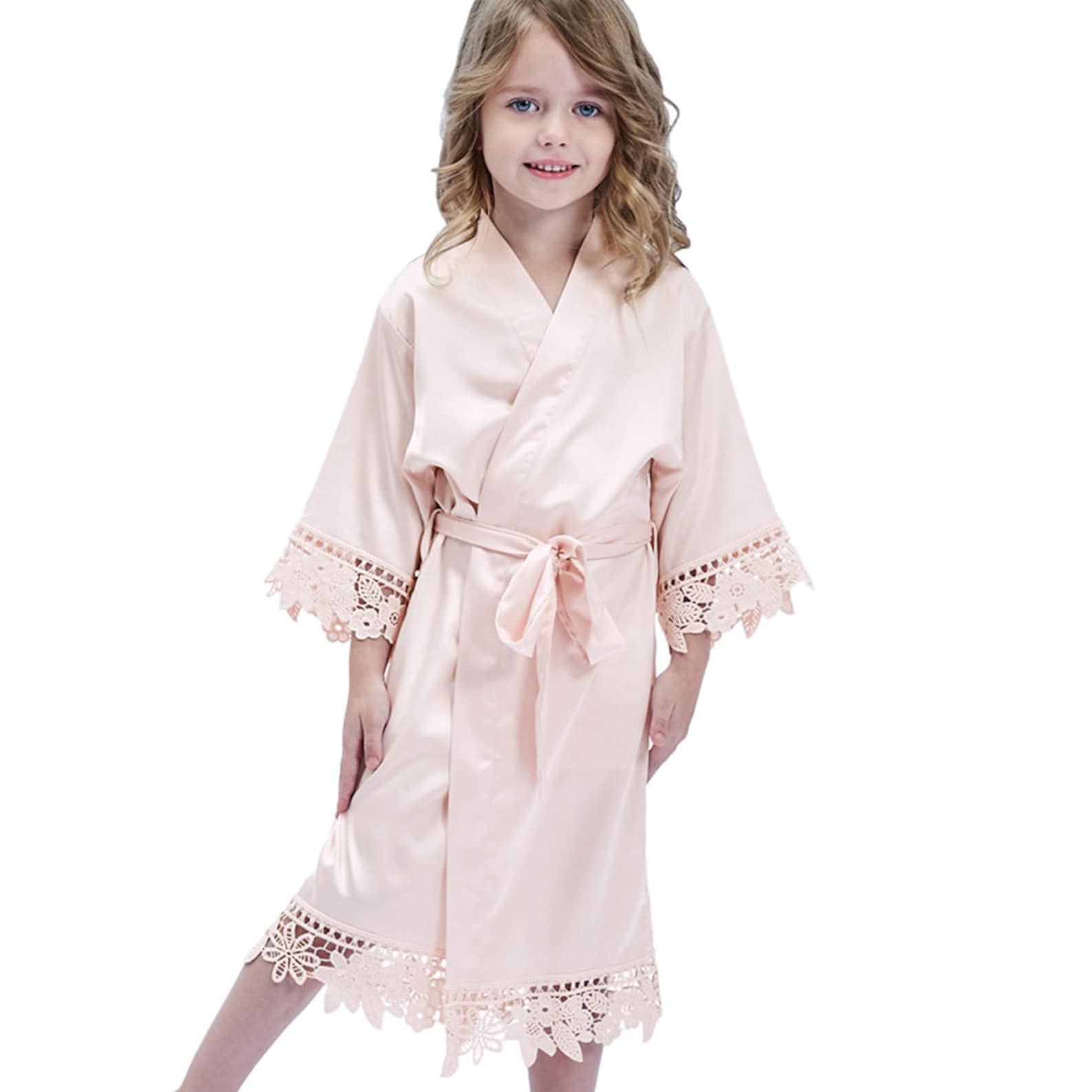 Princess of the Petals Flower Girl Robe Kids Rose Lace Satin - Etsy