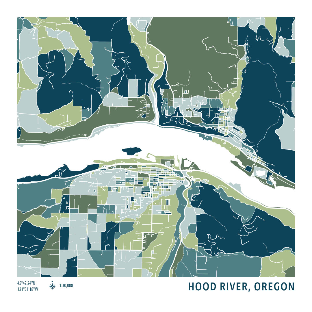 Hood River Oregon Mosaic Map Instant Download, Oregon Map Art, Digital ...