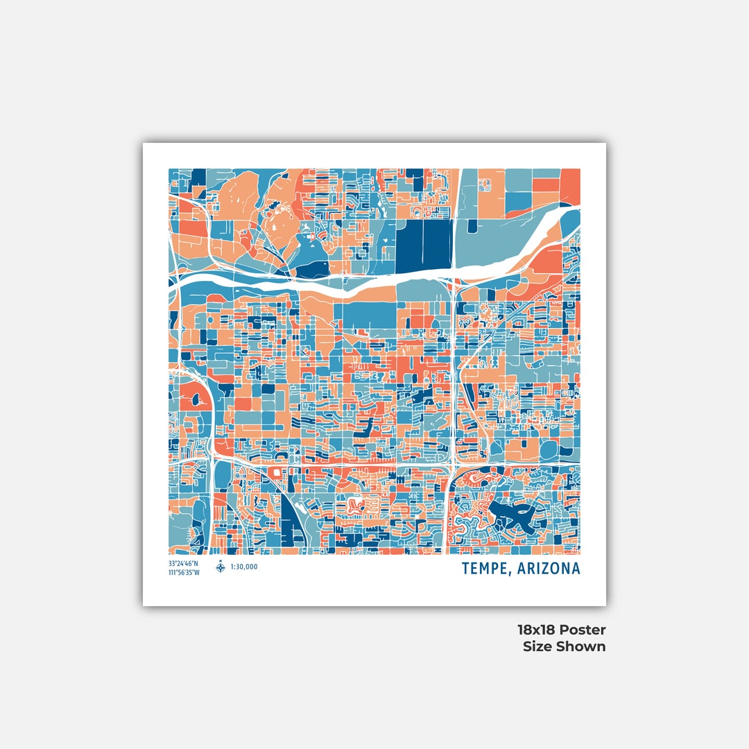 Tempe Mosaic Map Instant Download, Map Art, Digital Download Map Wall ...