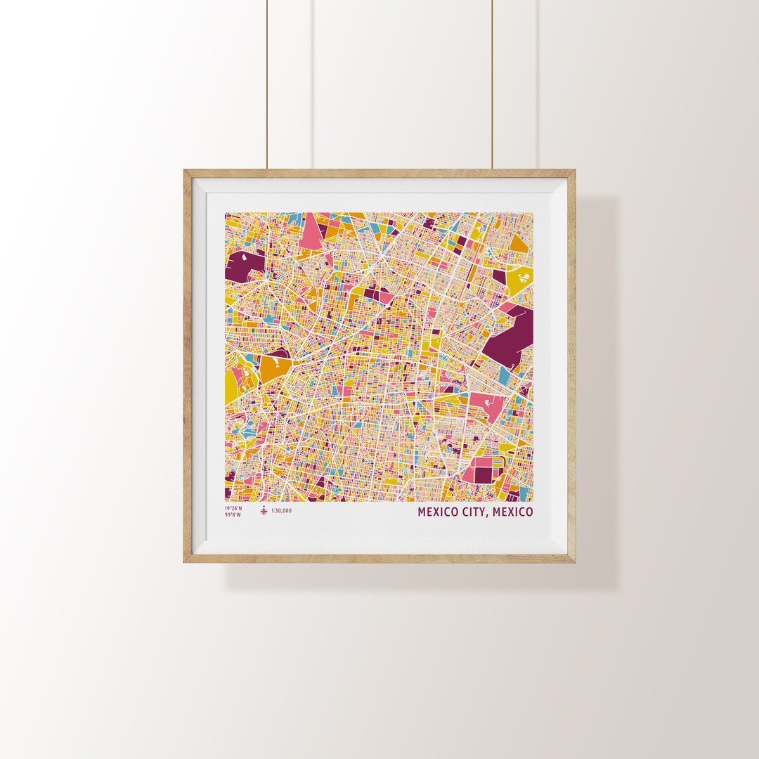 Mexico City Mexico Mosaic Map Instant Download Mexico Map - Etsy