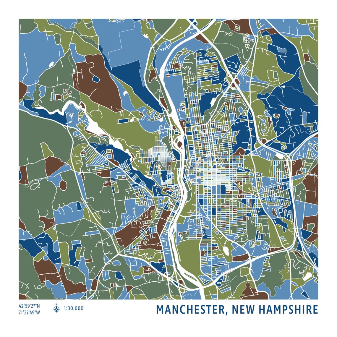 Manchester NH Mosaic Map Instant Download NH Map Art Digital - Etsy UK