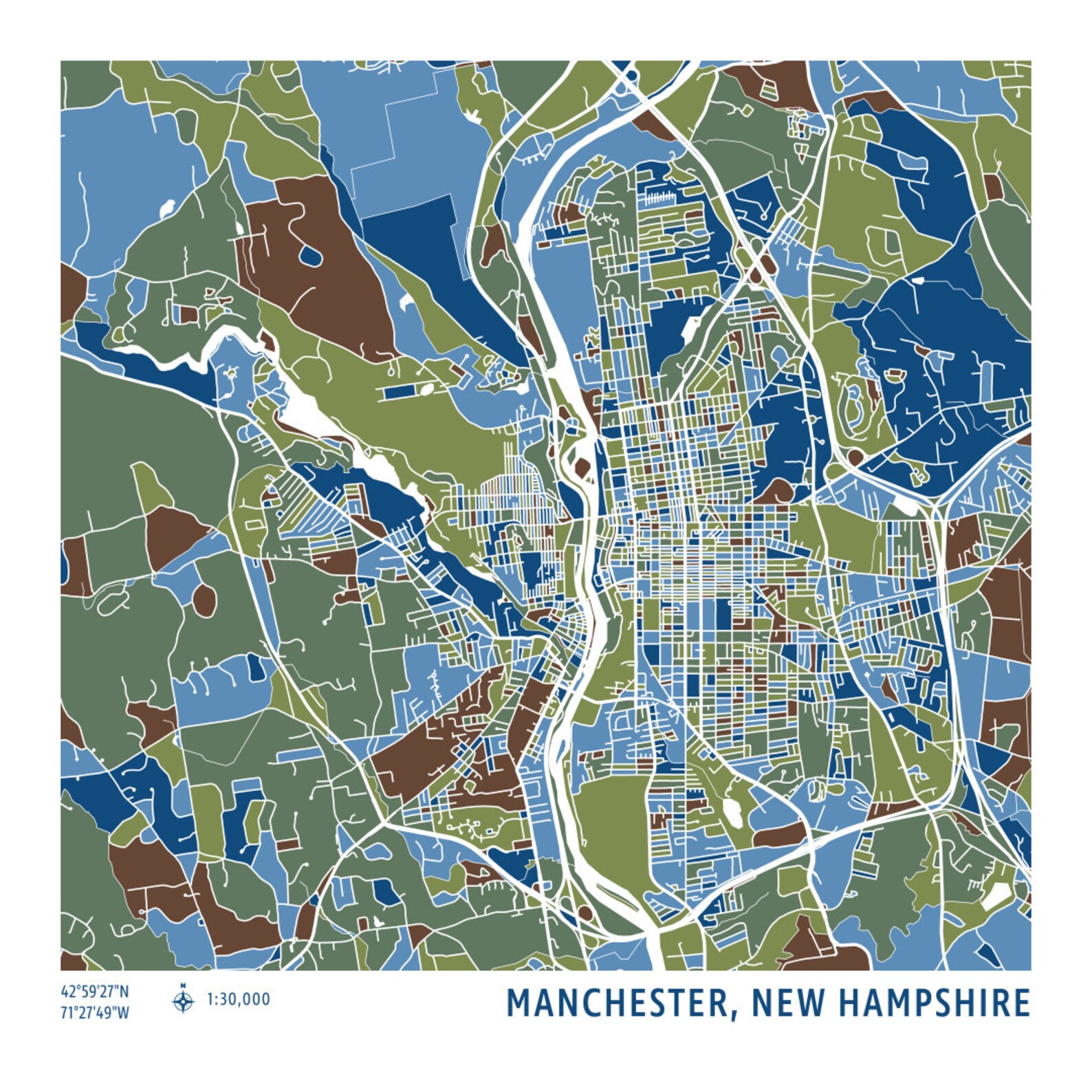 Manchester NH Mosaic Map Instant Download NH Map Art Digital - Etsy UK