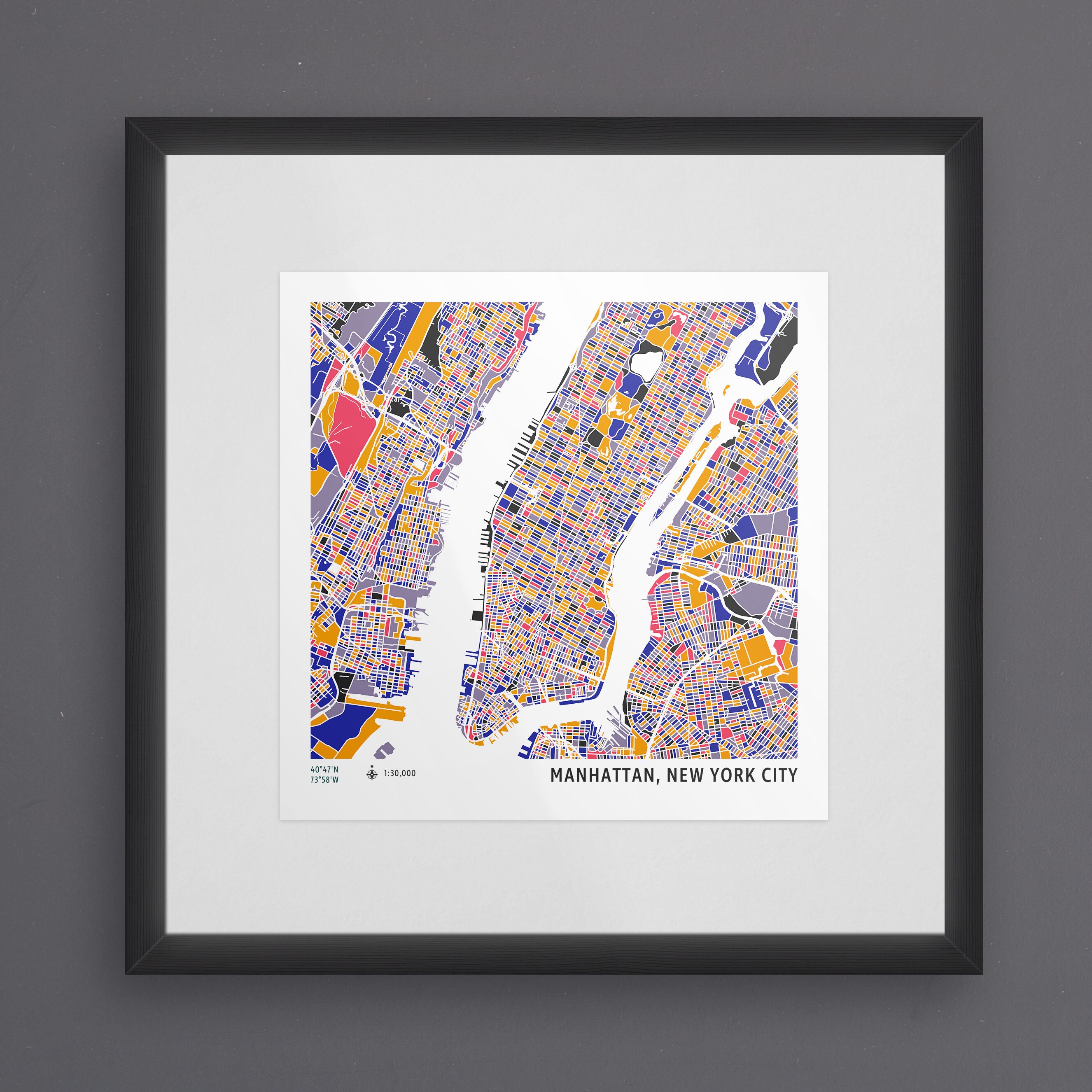 Manhattan NYC Mosaic Map Instant Download NYC Map Art - Etsy