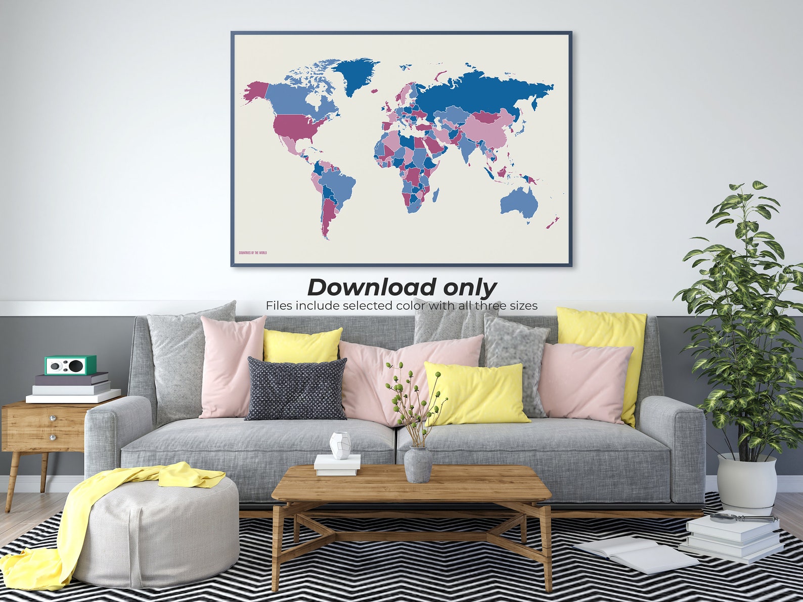 WORLD MAP Instant Download Map World Map Print Poster - Etsy