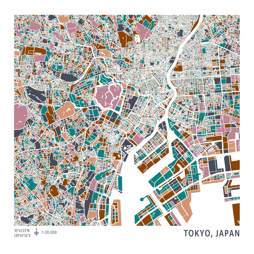 Tokyo Japan Mosaic Map Instant Download, Japan Map Art, Digital ...