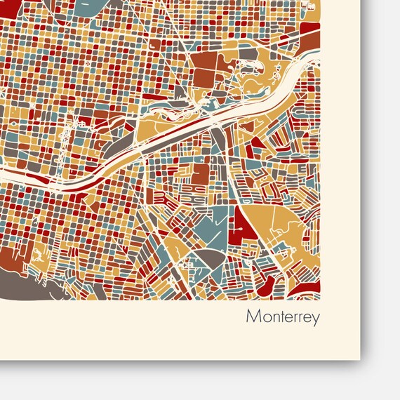 Monterrey Map Art Digital Download Map Wall Art City Map Poster Mexico ...