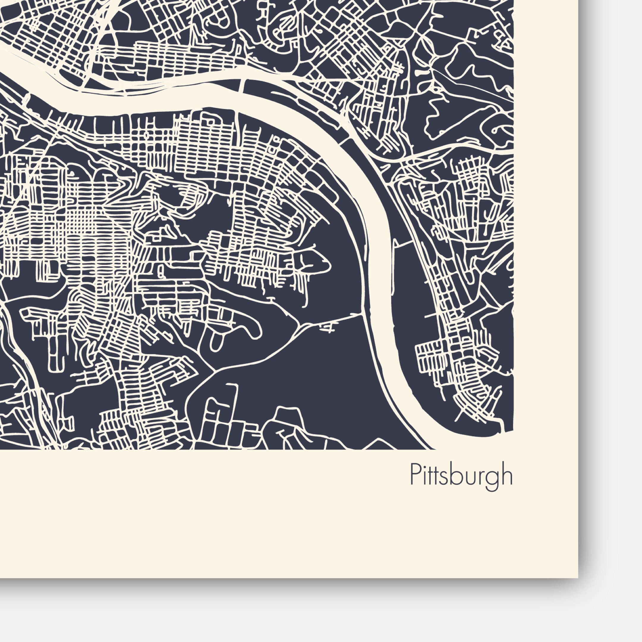 Pittsburgh City Map Instant Download Pittsburgh Map Art - Etsy Australia