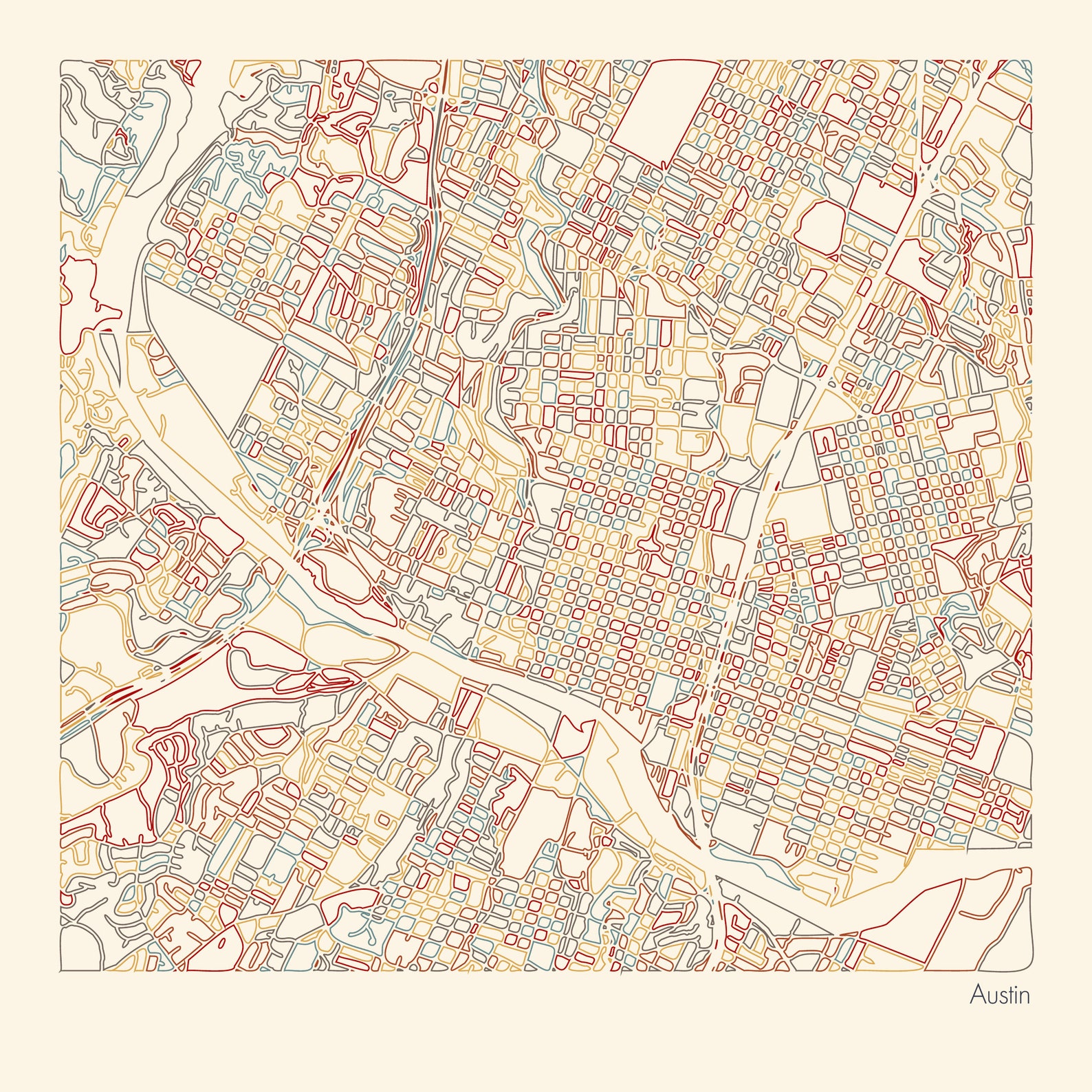 Austin Texas City Map Instant Download, Texas Map Art, Digital Download ...