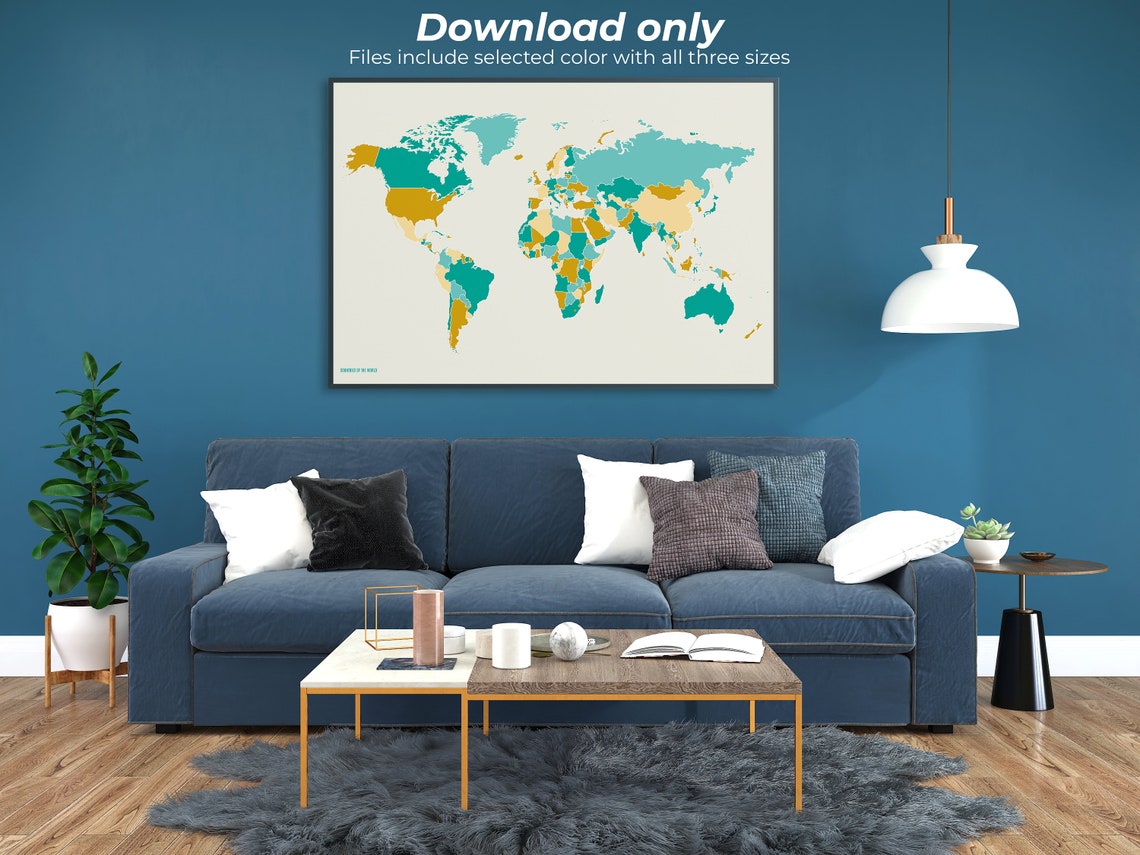WORLD MAP Instant Download Map World Map Print Poster - Etsy