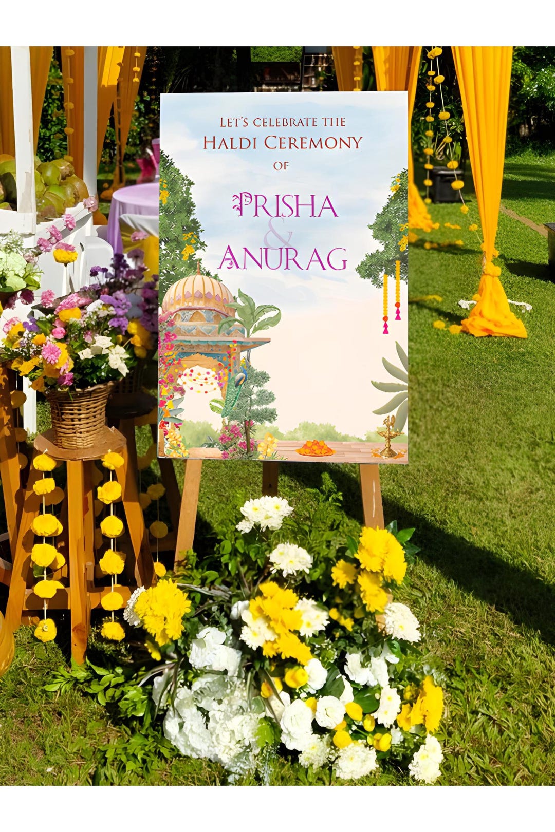 Haldi Ceremony Welcome Sign | Indian Wedding Decor (corjl Template) - Etsy
