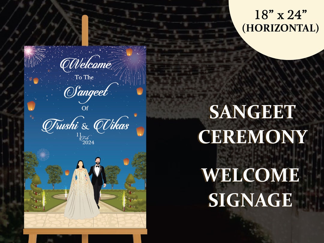 Sangeet Ceremony Indian Wedding Signages, Welcome Signs Hindu as Indian ...