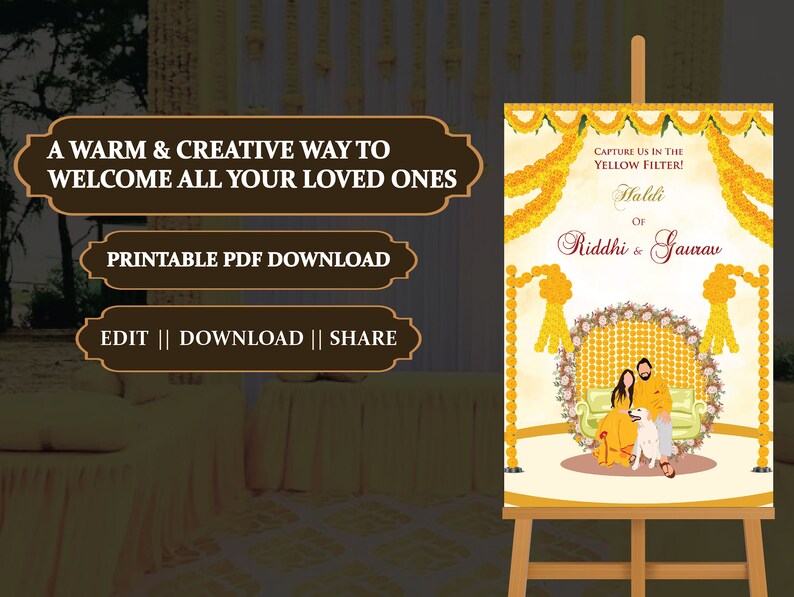 Haldi Ceremony Indian Wedding Signages, Welcome Signs Hindu as Indian ...