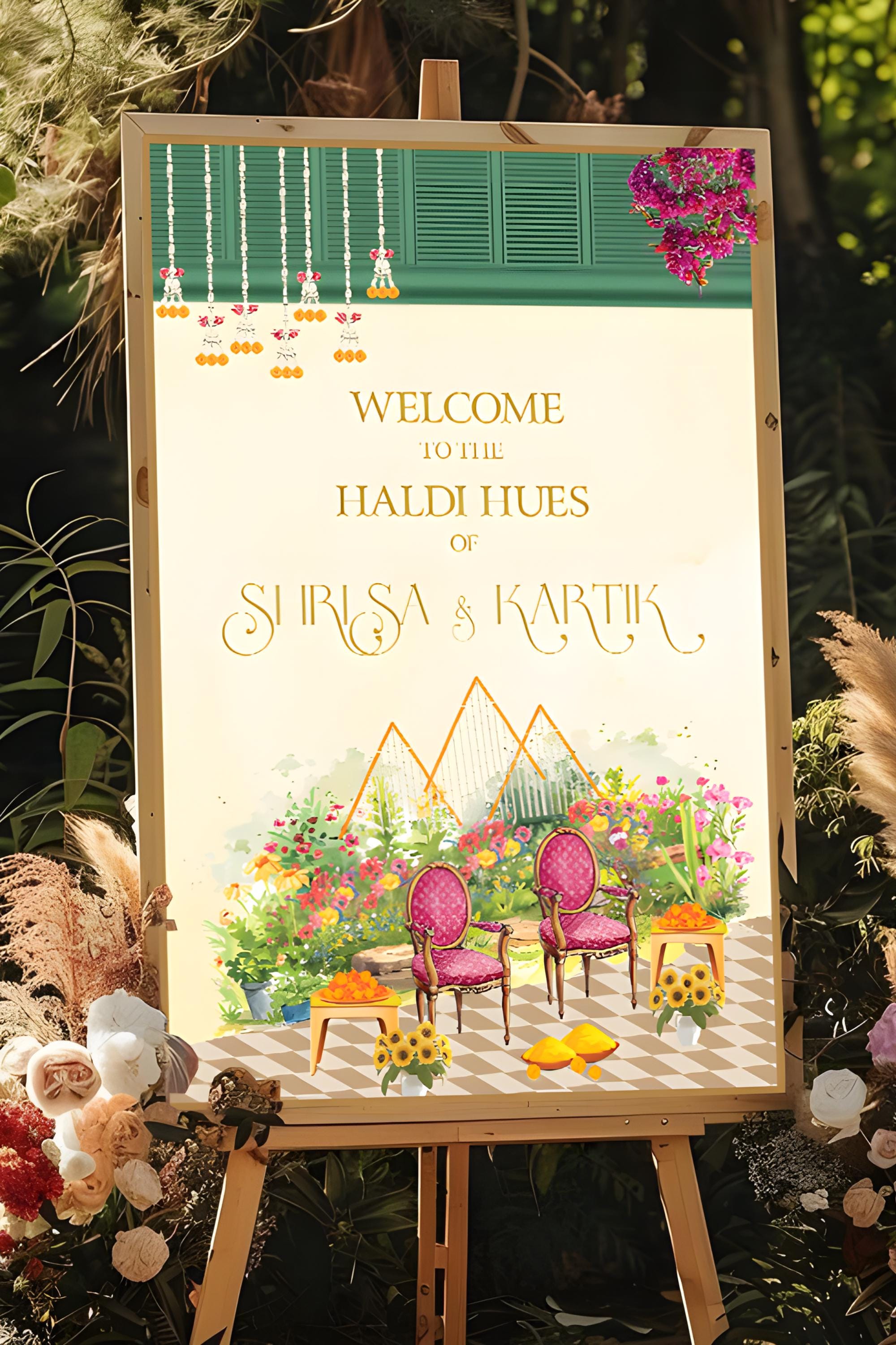 Haldi Ceremony Welcome Sign | Indian Wedding Decor (corjl Template) - Etsy