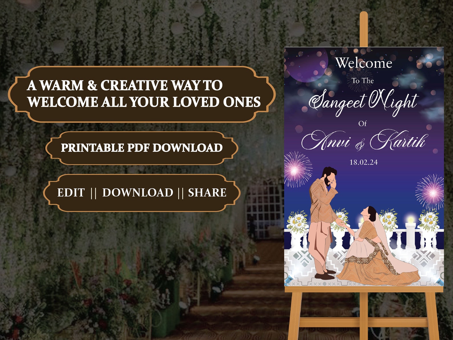 Sangeet Ceremony Indian Wedding Signages, Welcome Signs Hindu as Indian ...
