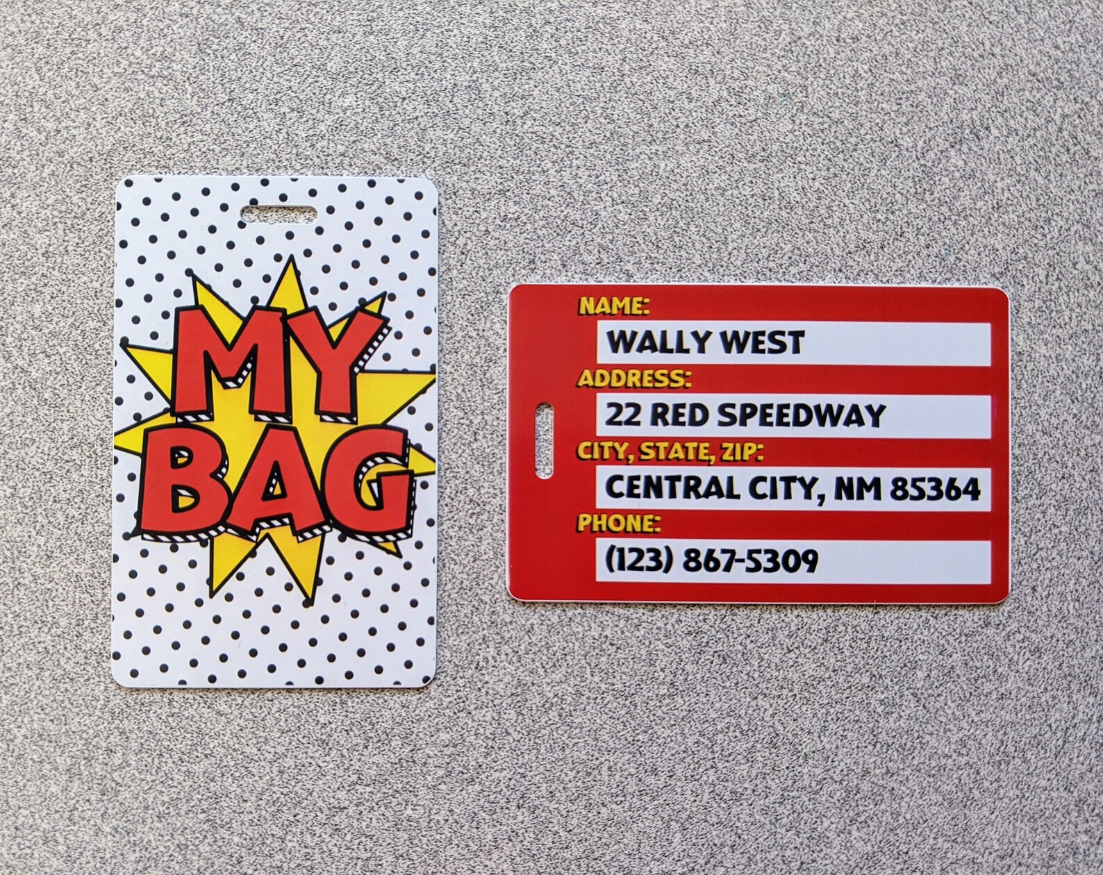 MY BAG Comic Book Style Luggage Tag Superhero Tag Colorful | Etsy