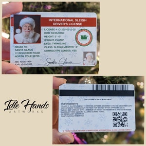 Santa Driver's License, Christmas Gift for Kids, Santa Claus Ornament ...