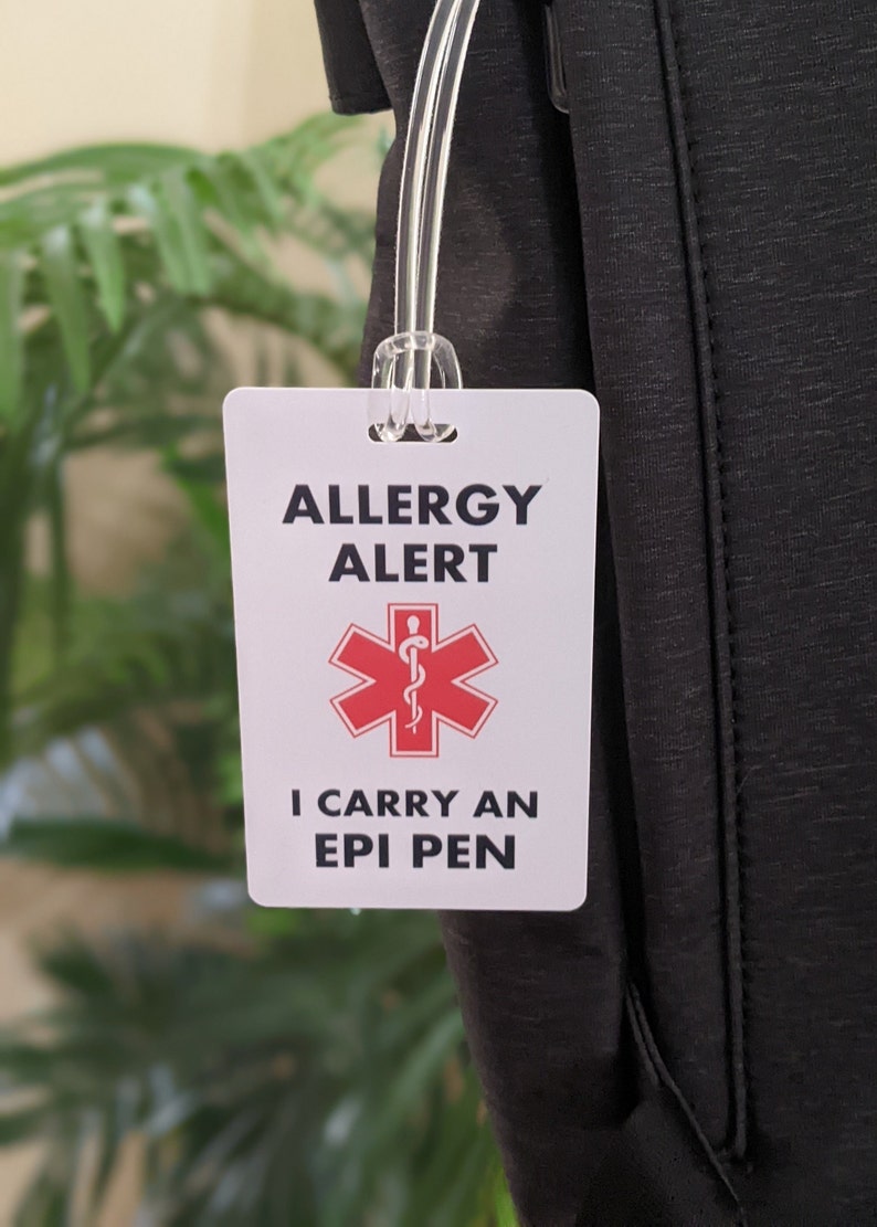Custom Allergy Alert Bag Tag, Epi Pen Carrier, Allergen List, in Case ...