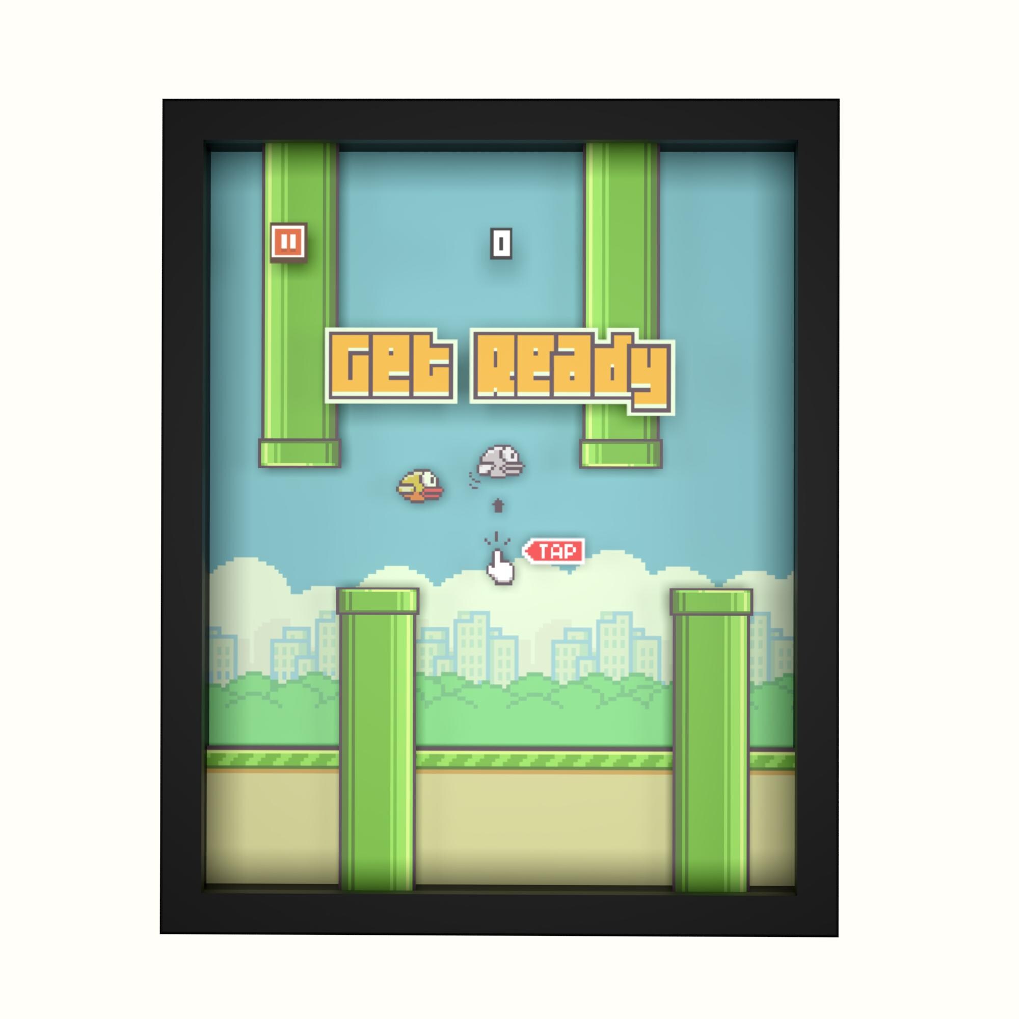 Flappy Bird Shadow Box 3D Layered Video Game Art Gamer Gift Retro ...