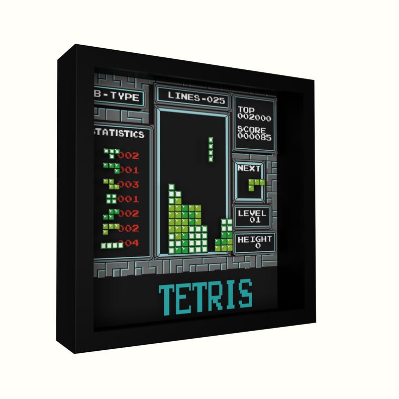 Tetris Shadow Box 3D Retro Game Art Classic Video Game Decor Gamer Gift - Etsy