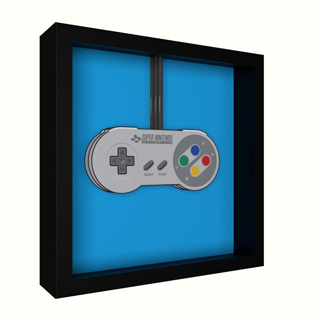 Super Nintendo Controller Shadow Box | 3D Layered Retro Gaming Art ...