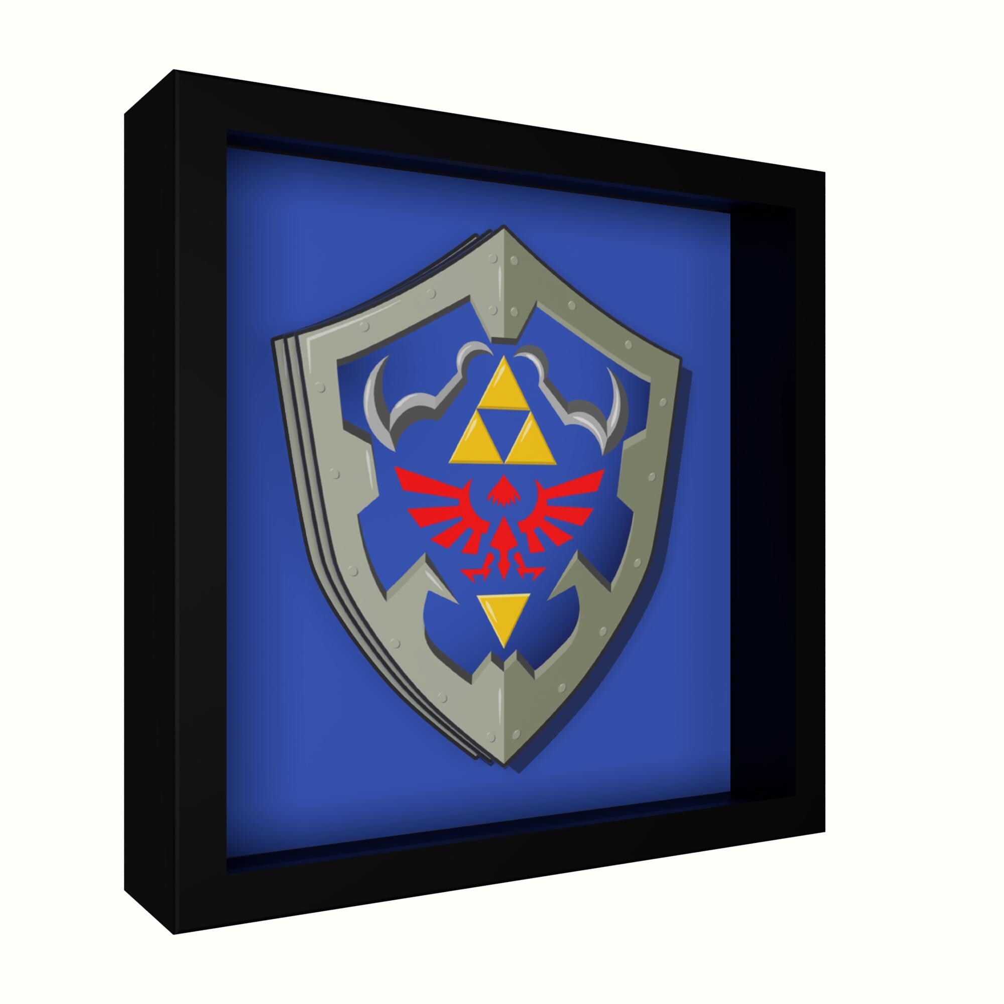 Hylian Shield Shadow Box 3D Layered Zelda Art Iconic Gamer Decor Legend ...