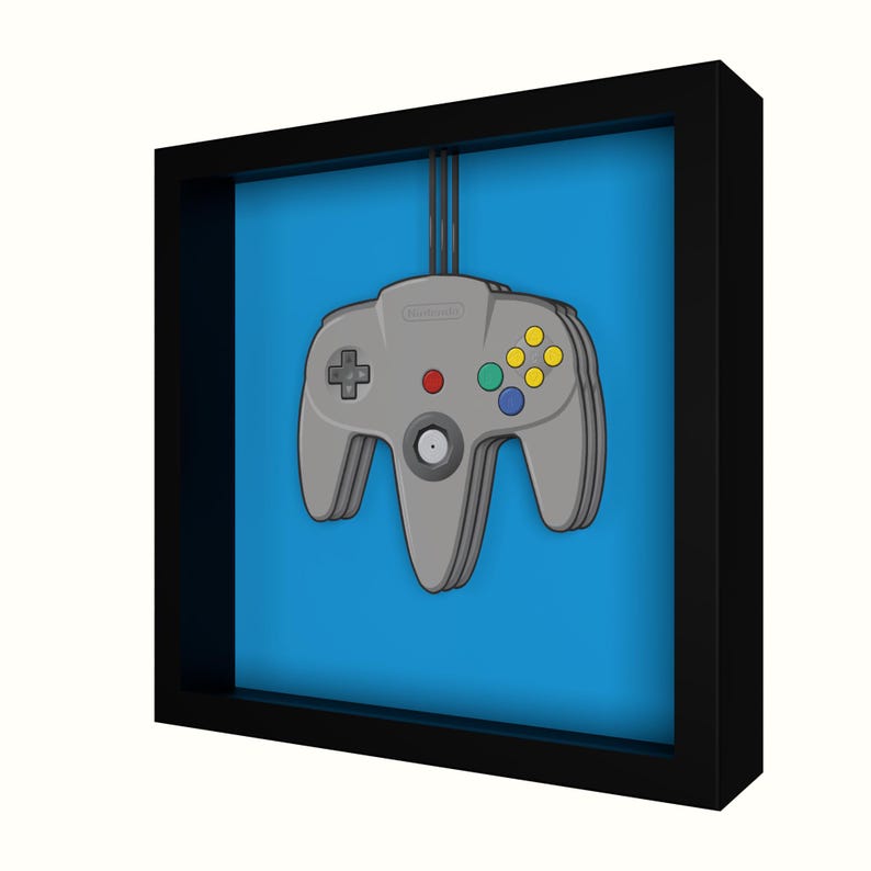 Nintendo 64 Controller Shadow Box 3D Layered Retro Gaming Art Classic ...