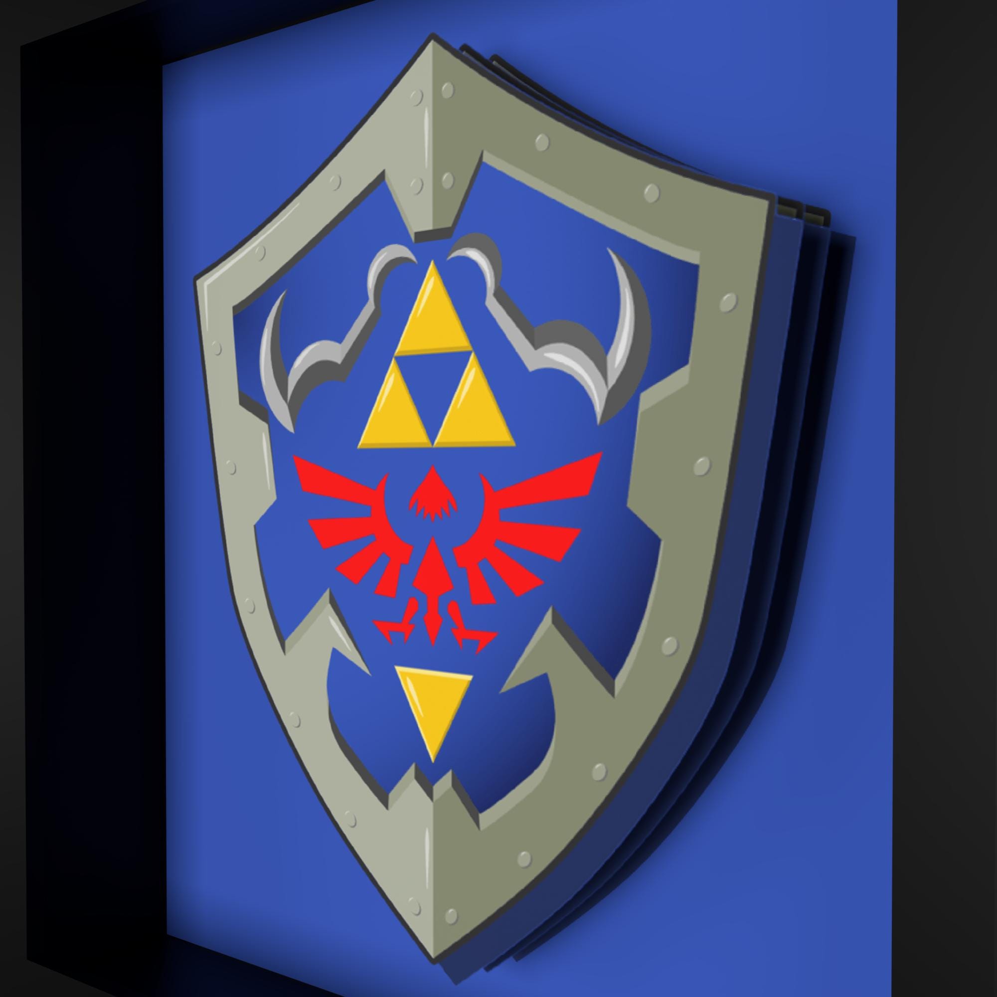 Hylian Shield Shadow Box 3D Layered Zelda Art Iconic Gamer Decor Legend ...