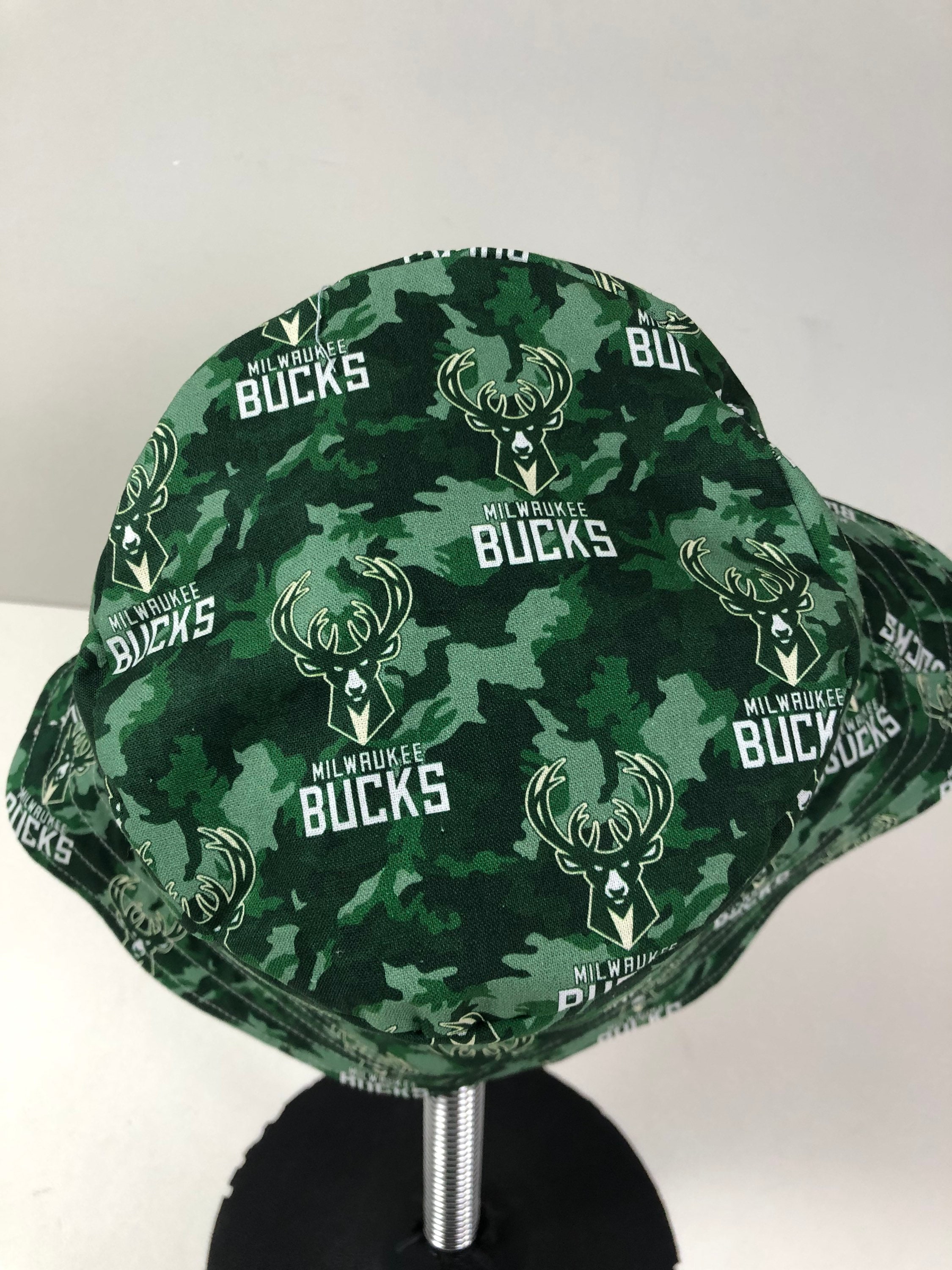 Black Stretch Denim Reversible Bucket Hat of Milwaukee Bucks Camo ...