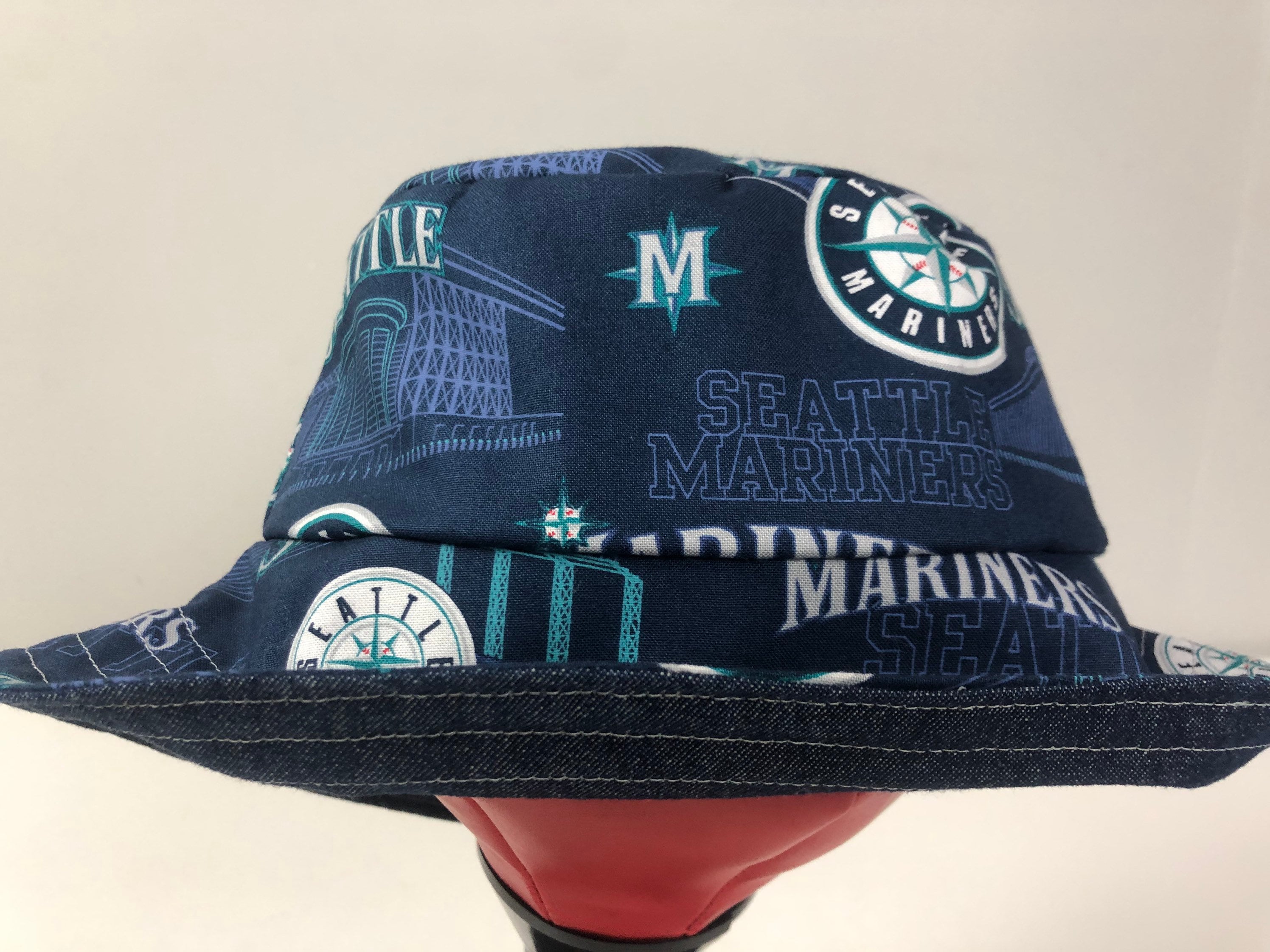 Stretch Denim Reversible Bucket Hat of Seattle Mariners Baseball Fabric ...