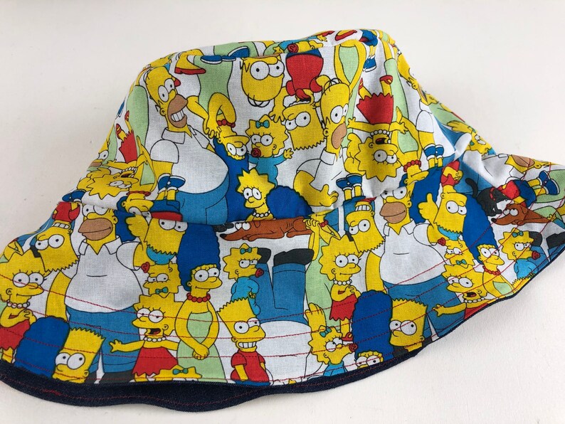 Cotton Stretch Denim Reversible Bucket Hat of Cartoon TV Show - Etsy