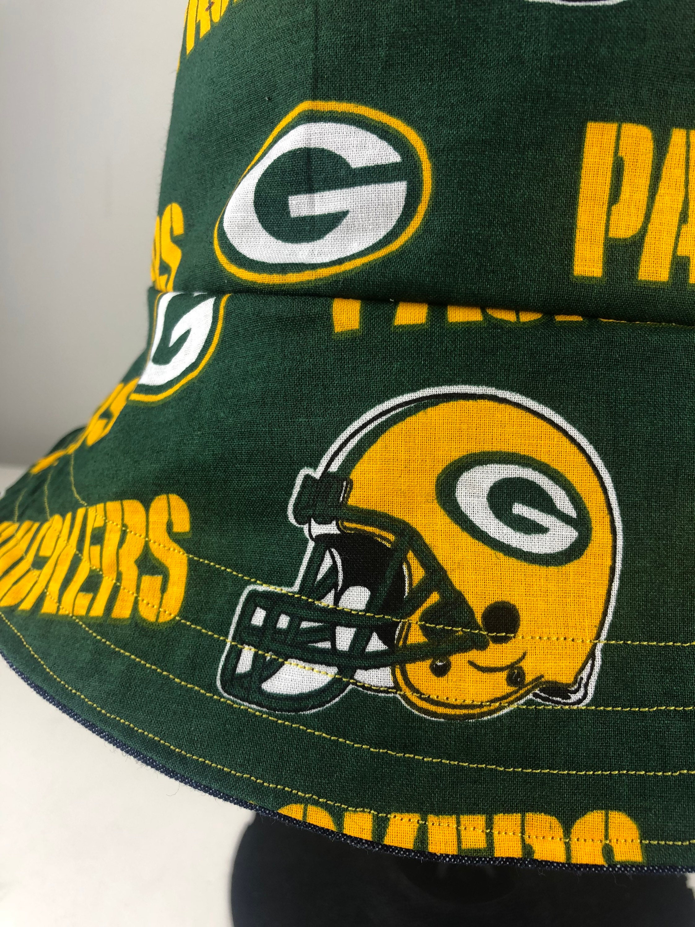 Stretch Denim Reversible Bucket Hat of Green Bay Packers Fabric - Etsy