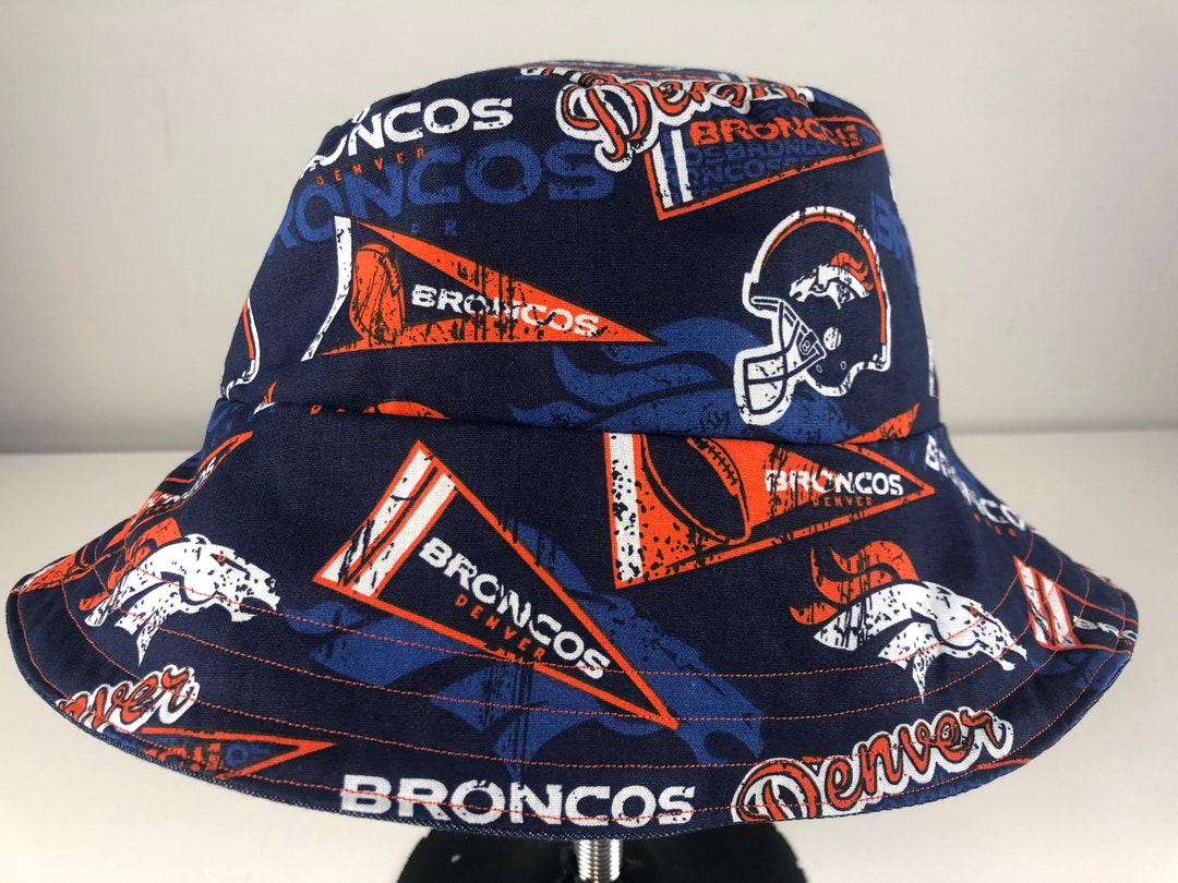 Stretch Denim Reversible Bucket Hat of Denver Broncos Mile - Etsy