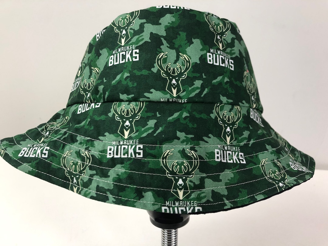 Black Stretch Denim Reversible Bucket Hat of Milwaukee Bucks Camo ...