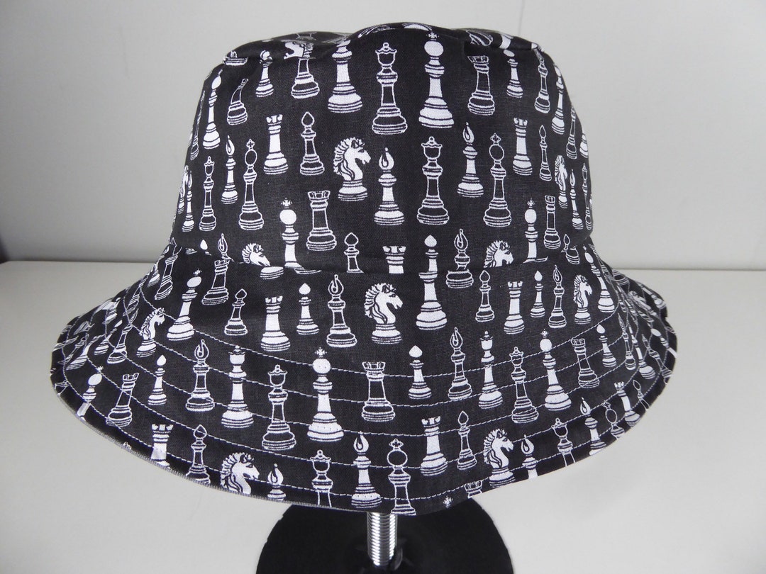 Chess Pieces & Stretch Denim Reversible Bucket Hat Chessplayer - Etsy