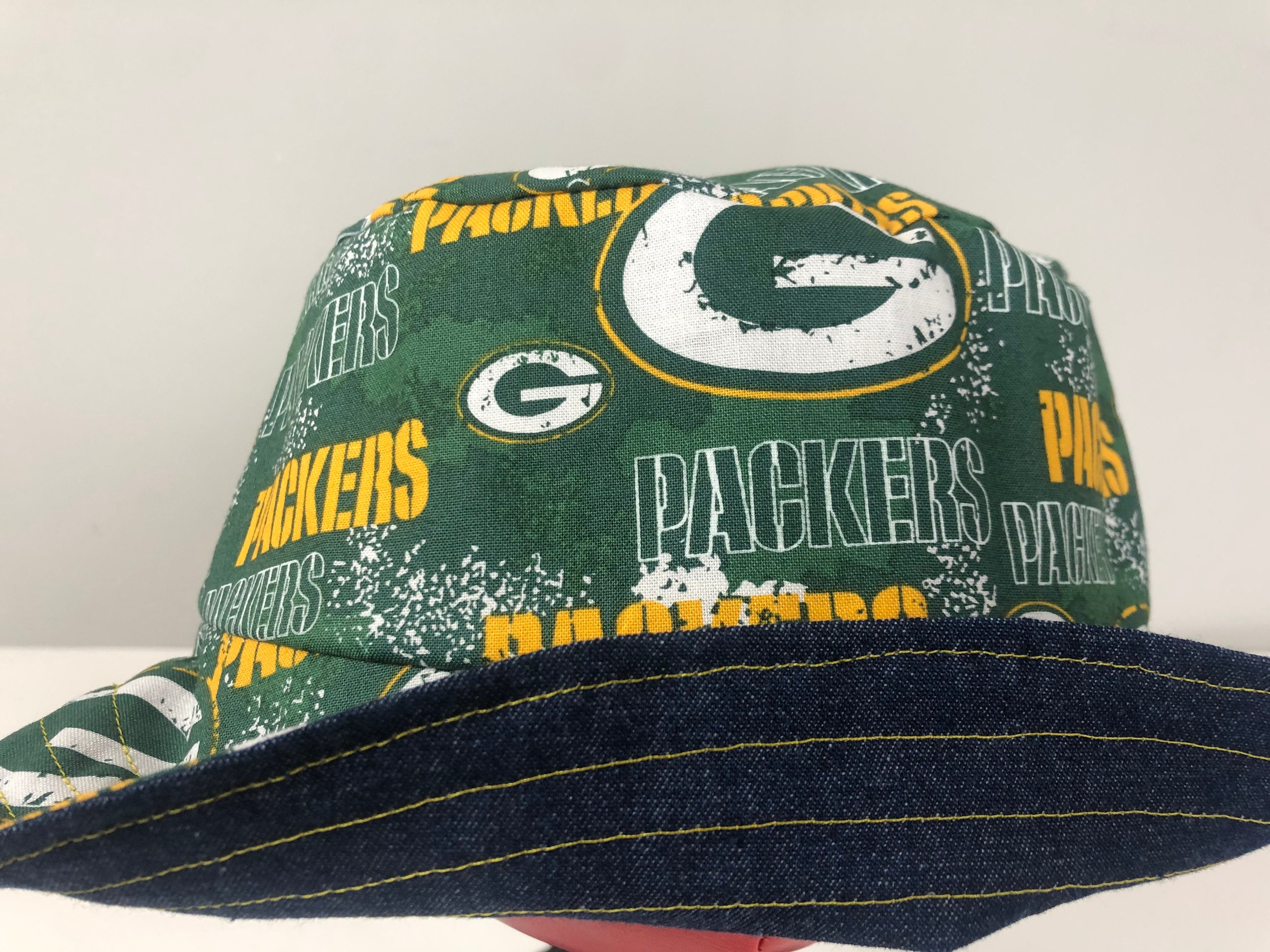 Stretch Denim Reversible Bucket Hat of Green Bay Packers Fabric - Etsy