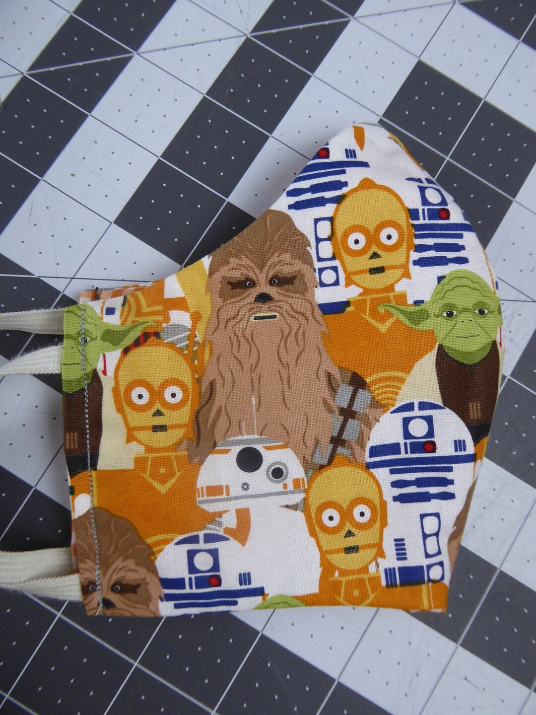 Star Wars Face Mask: C3PO, Yoda, R2-D2 - Adjustable Cotton Facemask - Etsy