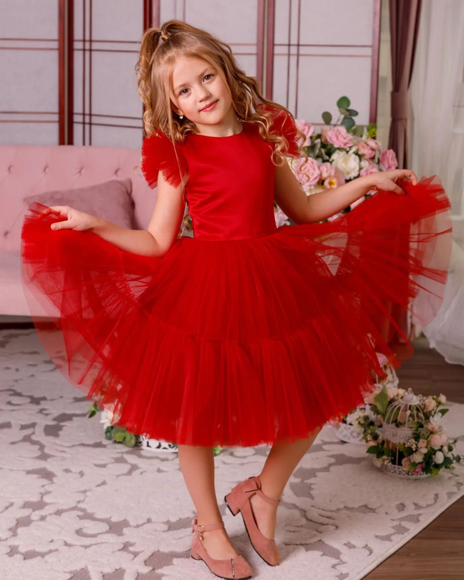 Red Flower Girl Dress Baby Toddler Princess Dress c Flower - Etsy